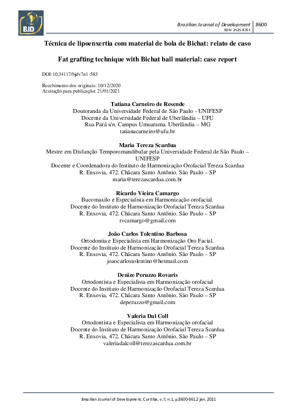 (PDF) Técnica De Lipoenxertia Com Material De Bola De Bichat: Relato De ...
