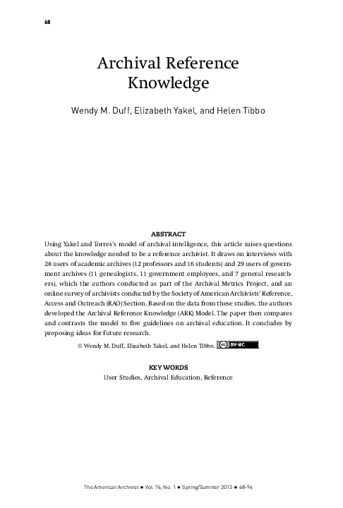 (PDF) Archival Reference Knowledge