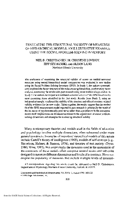 Pdf Validating Hierarchical Measures Spsi Example