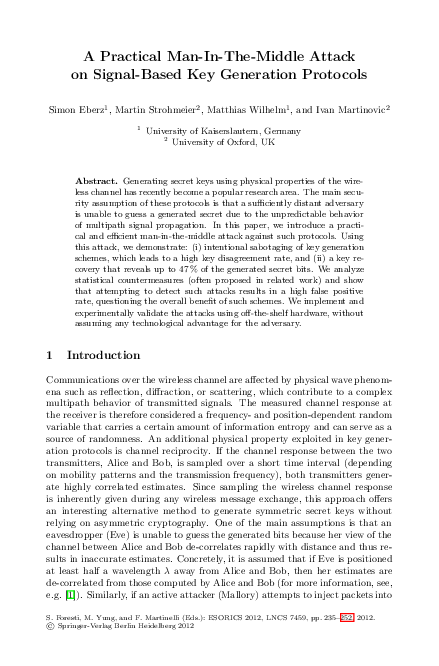 (PDF) A Practical Man-In-The-Middle Attack on Signal-Based Key Generation Protocols