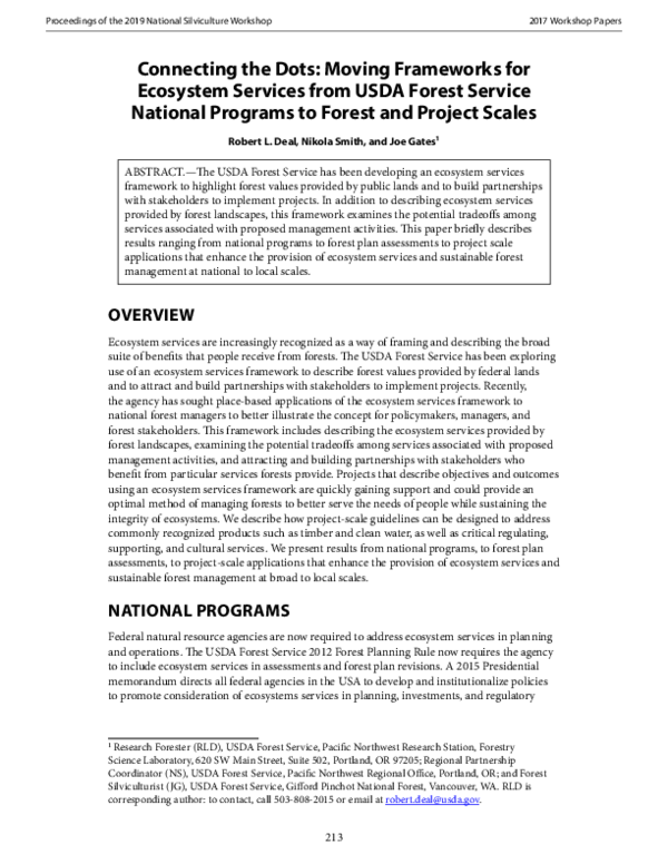 (PDF) Connecting the dots: Moving frameworks for ecosystem services ...