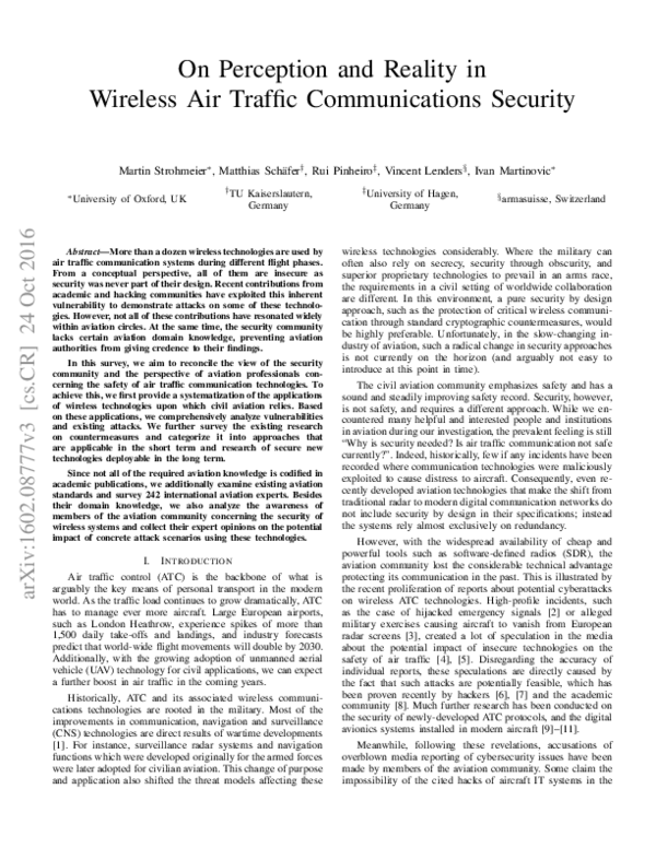 (PDF) On Perception and Reality in Wireless Air Traffic Communication ...