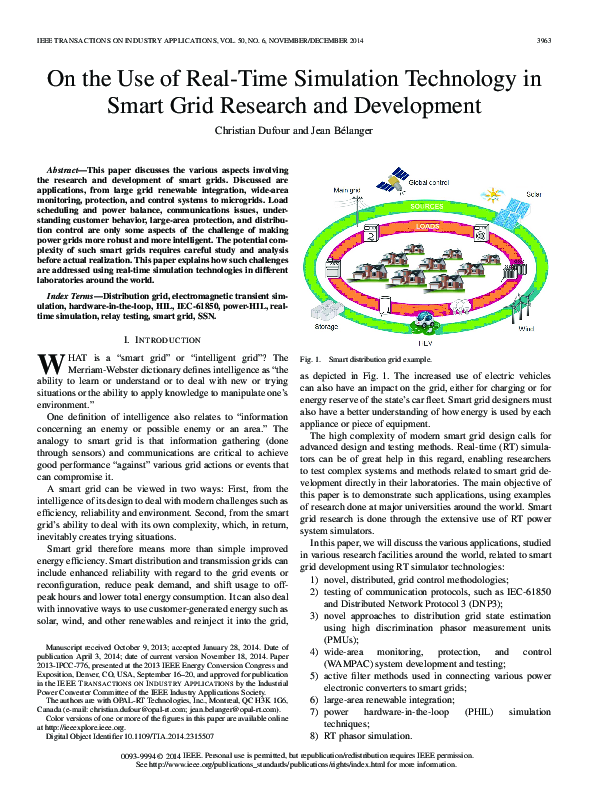 (PDF) On the Use of Real-Time Simulation Technology in Smart Grid ...
