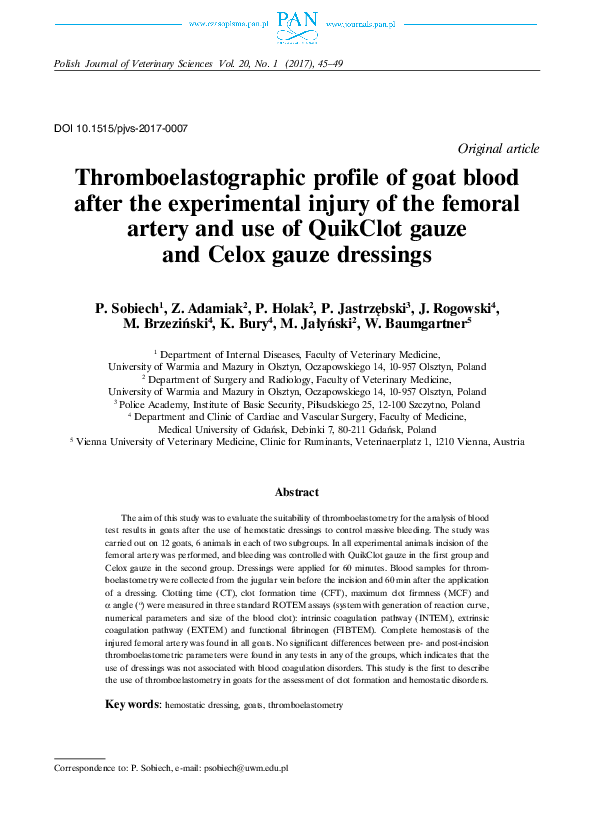 (PDF) Thromboelastographic profile of goat blood after the experimental ...