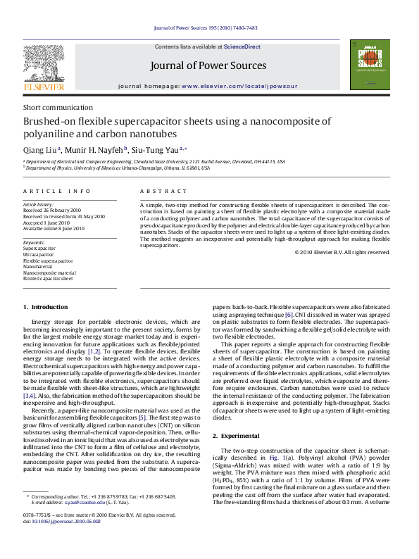 (PDF) Brushed-on flexible supercapacitor sheets using a nanocomposite ...