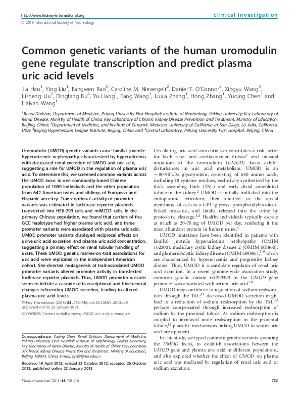 (PDF) Common genetic variants of the human uromodulin gene regulate transcription and predict ...