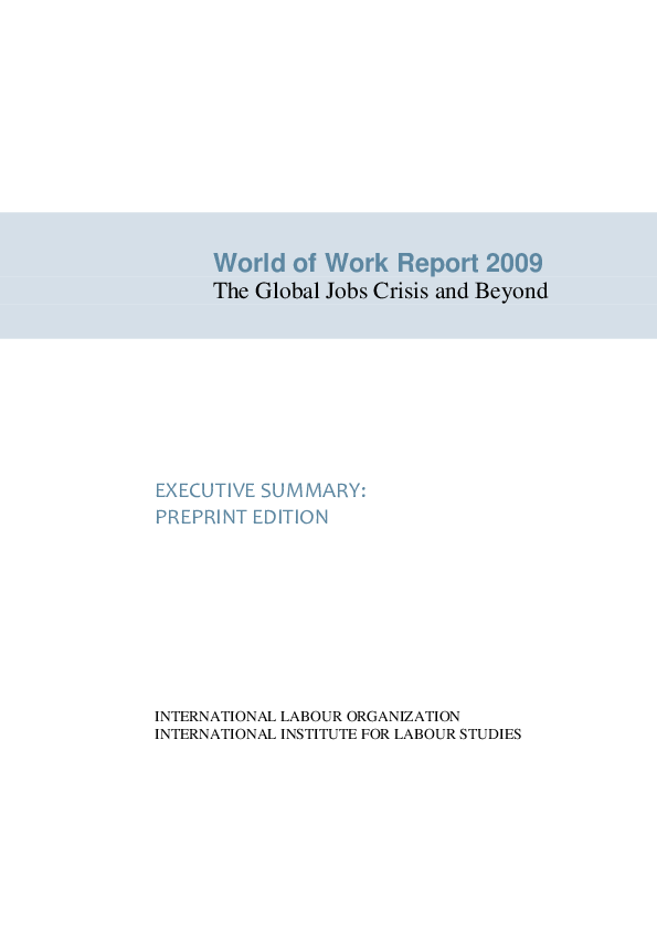 (PDF) Executive summary - World of Work Report 2009: The global jobs ...
