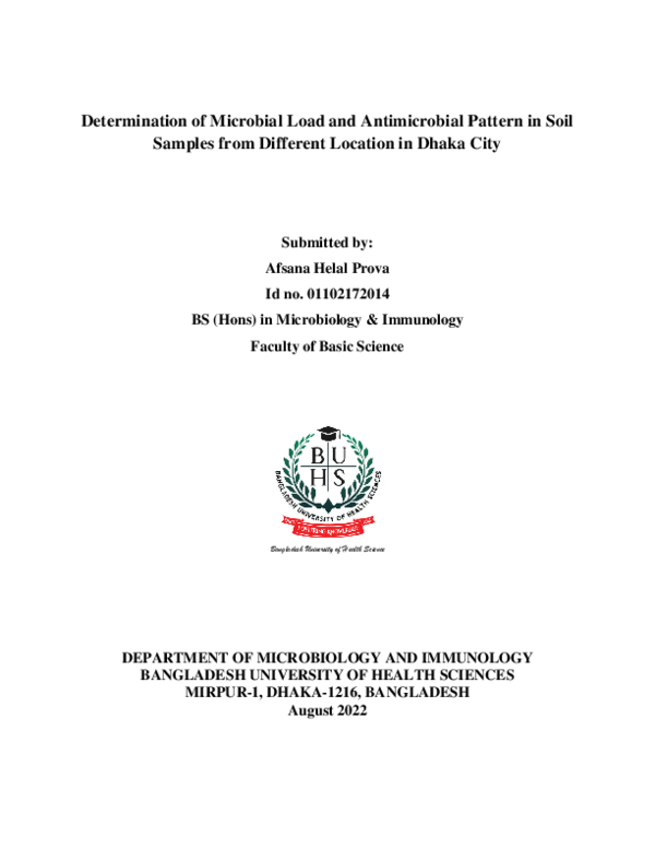(PDF) Determination of Microbial Load and Antimicrobial Pattern in Soil ...