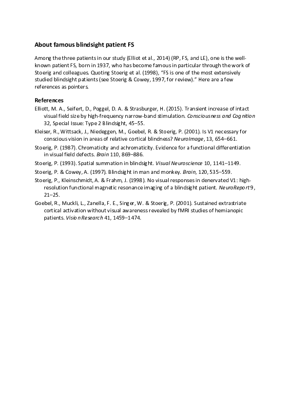 (PDF) About famous blindsight patient FS | Hans Strasburger - Academia.edu