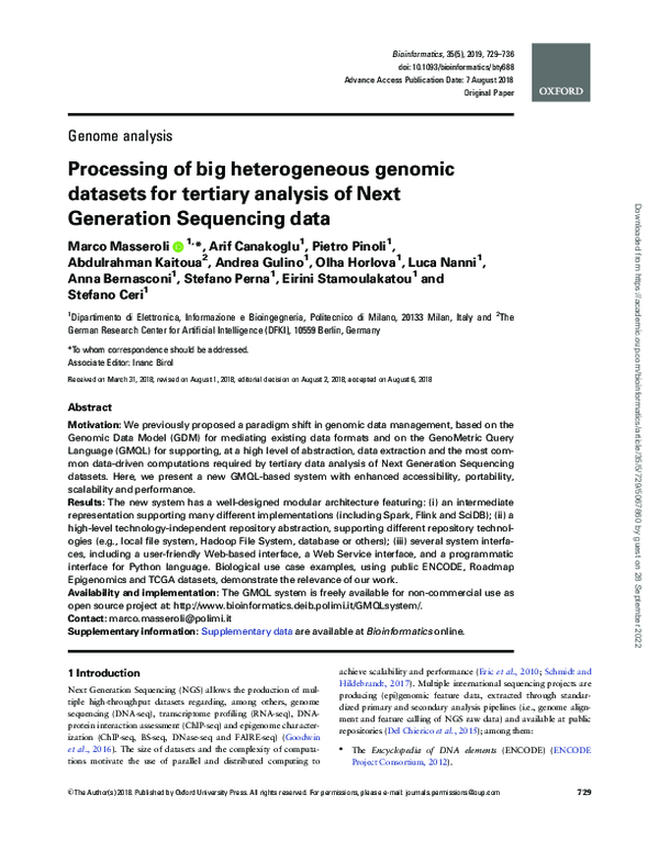 (PDF) Processing of big heterogeneous genomic datasets for tertiary ...
