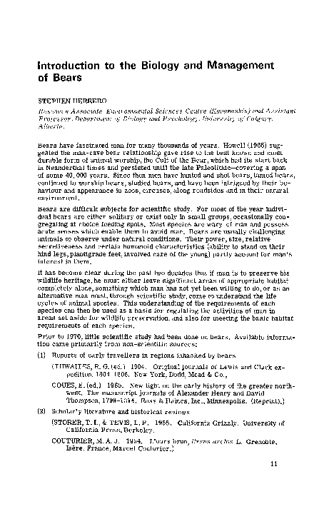 (PDF) Introduction to the Biology and Management of Bears