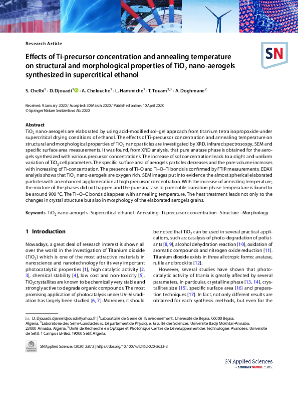 (PDF) Effects of Ti-precursor concentration and annealing temperature on structural and ...