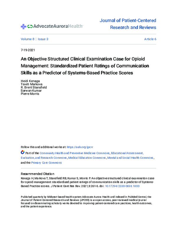 (PDF) An Objective Structured Clinical Examination Case for Opioid ...