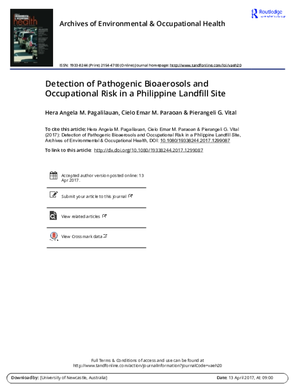 (PDF) Detection of pathogenic bioaerosols and occupational risk in a ...