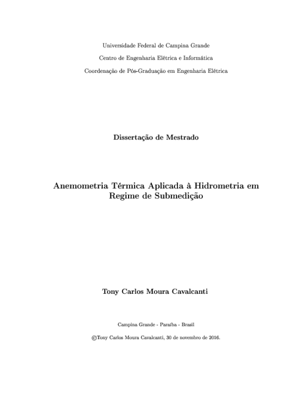 (PDF) Anemometria térmica aplicada à hidrometria em regime de ...