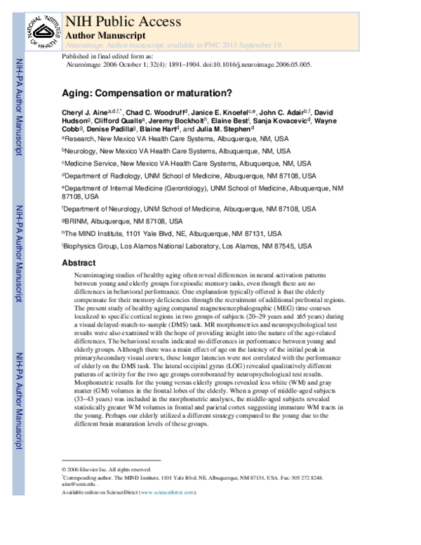 (PDF) Aging: Compensation or maturation?