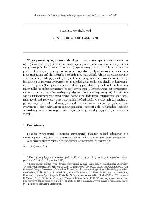 (PDF) Funktor słabej asercji
