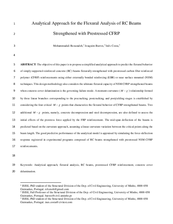 (PDF) Analytical approach for the flexural analysis of RC beams strengthened with prestressed CFRP