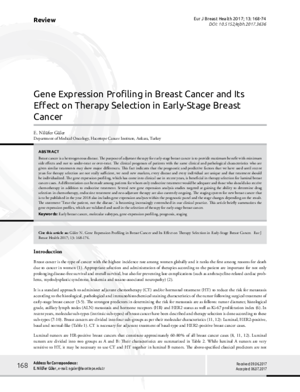 (PDF) Gene Expression Profiling in Breast Cancer and Its Effect on ...