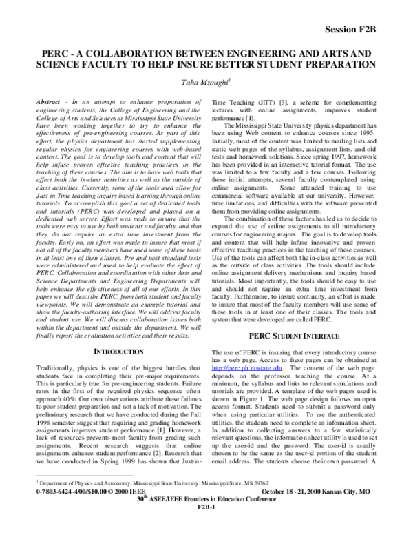 (PDF) PERC-a collaboration between engineering and arts and science ...