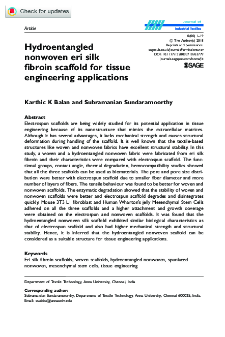 (PDF) Hydroentangled nonwoven eri silk fibroin scaffold for tissue ...
