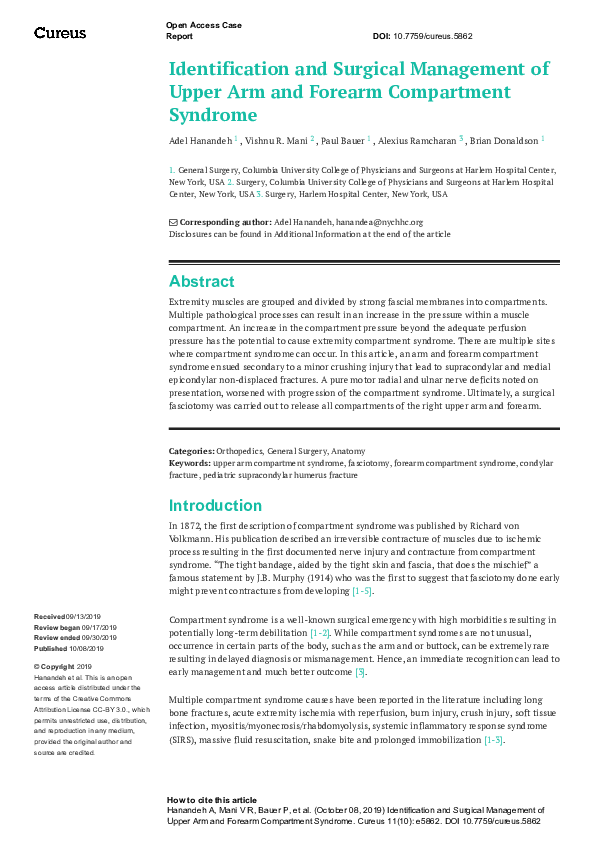 (PDF) Identification and Surgical Management of Upper Arm and Forearm ...