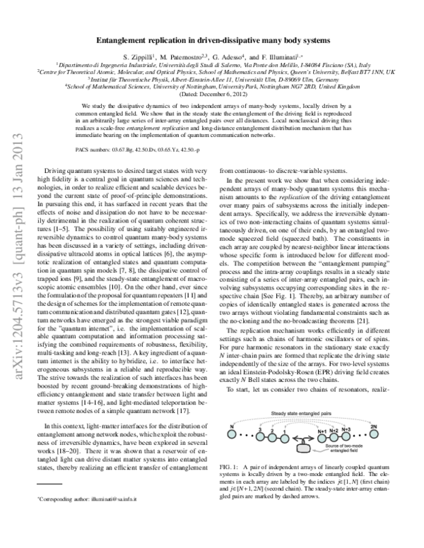 (PDF) Scale-free entanglement replication in driven-dissipative many ...