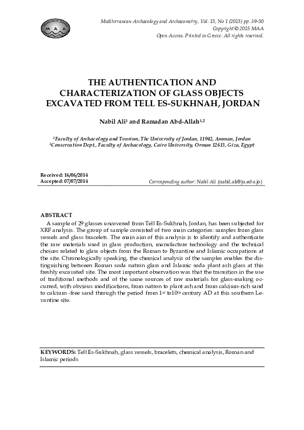 (PDF) The Authentication and Characterization of Glass Objects ...
