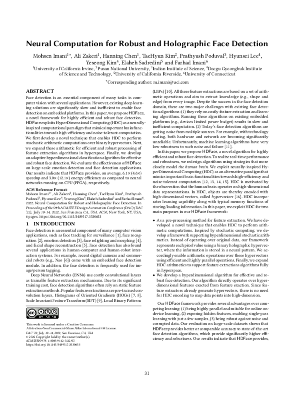 (PDF) Neural computation for robust and holographic face detection