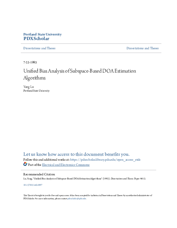 Pdf Unified Bias Analysis Of Subspace Based Doa Estimation Algorithms