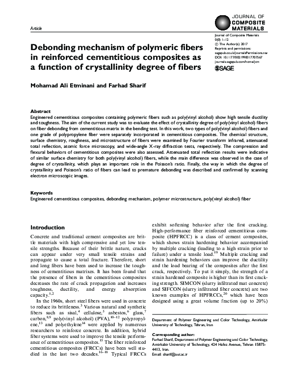 (PDF) Debonding mechanism of polymeric fibers in reinforced ...