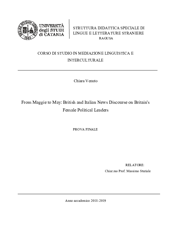 (PDF) From Maggie to May: British and Italian News Discourse on Britain ...