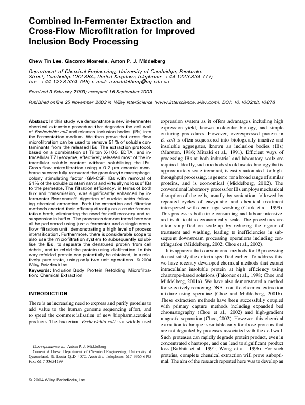 (PDF) Combined in-fermenter extraction and cross-flow microfiltration ...