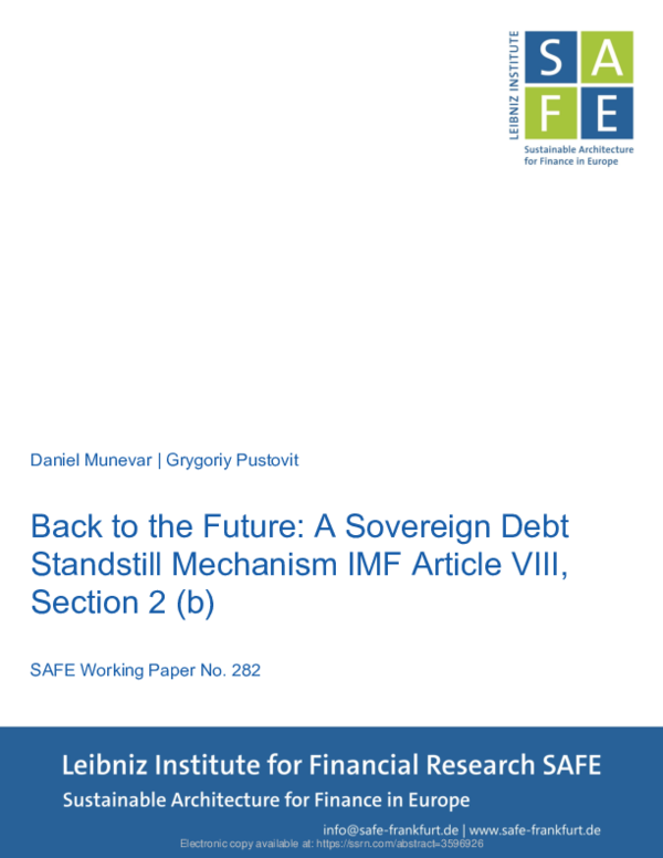 (PDF) Back to the future: A sovereign debt standstill mechanism IMF ...