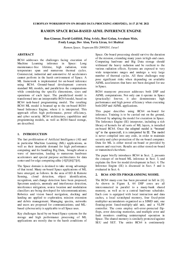 (PDF) Ramon Space RC64-based AI/ML Inference Engine
