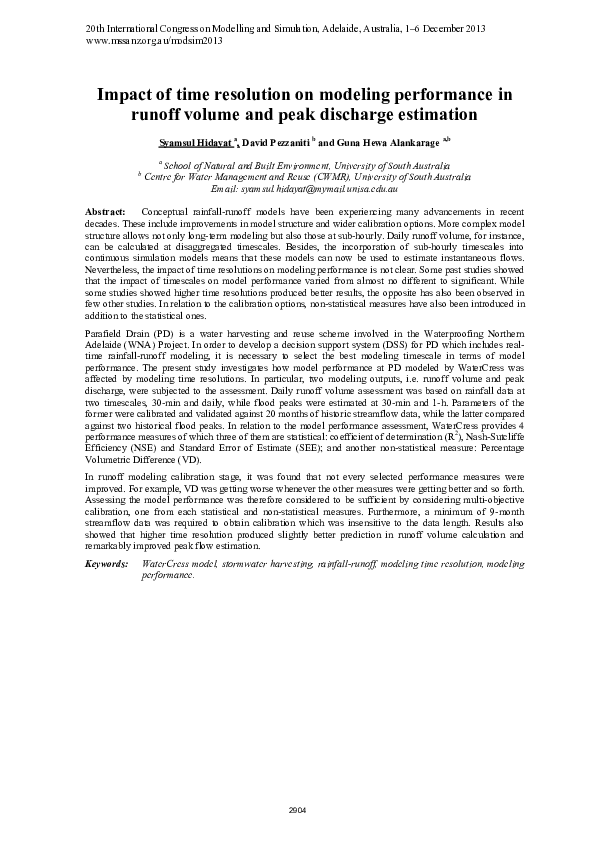 (PDF) The impact of time resolution on modeling performance in runoff ...