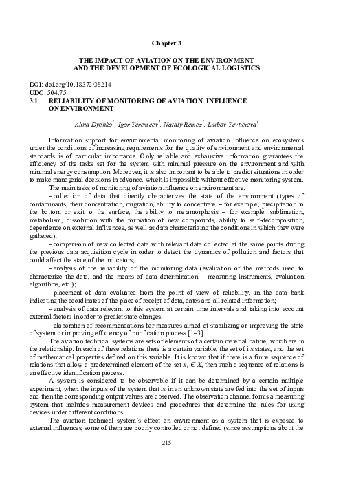 (PDF) 1 Reliability of Monitoring of Aviation Influence on Environment ...