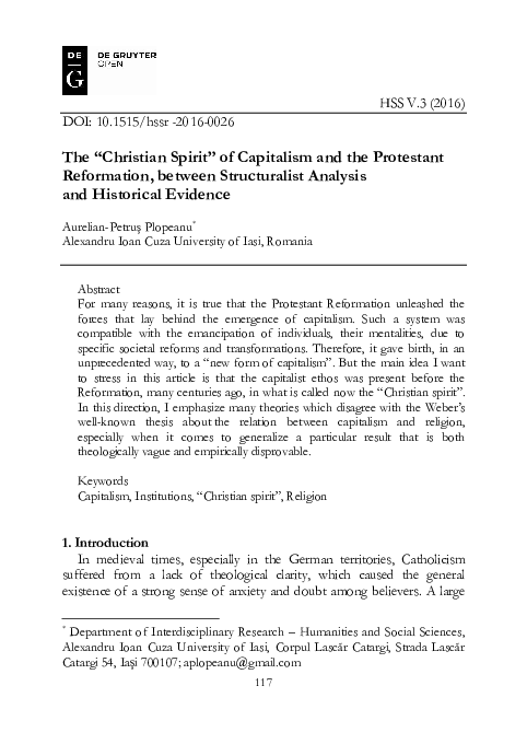 (PDF) The “Christian Spirit” of Capitalism and the Protestant ...