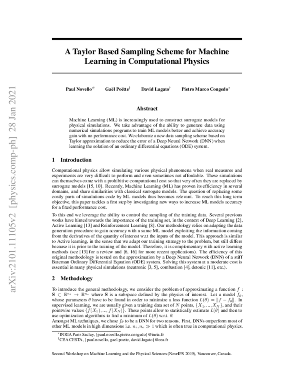 Pdf A Taylor Based Sampling Scheme For Machine Learning In