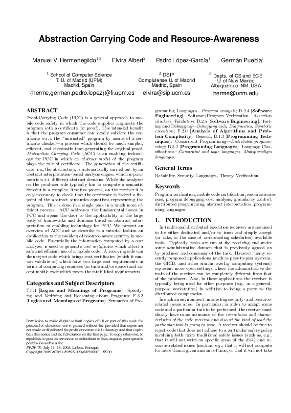 (PDF) Abstraction carrying code and resource-awareness