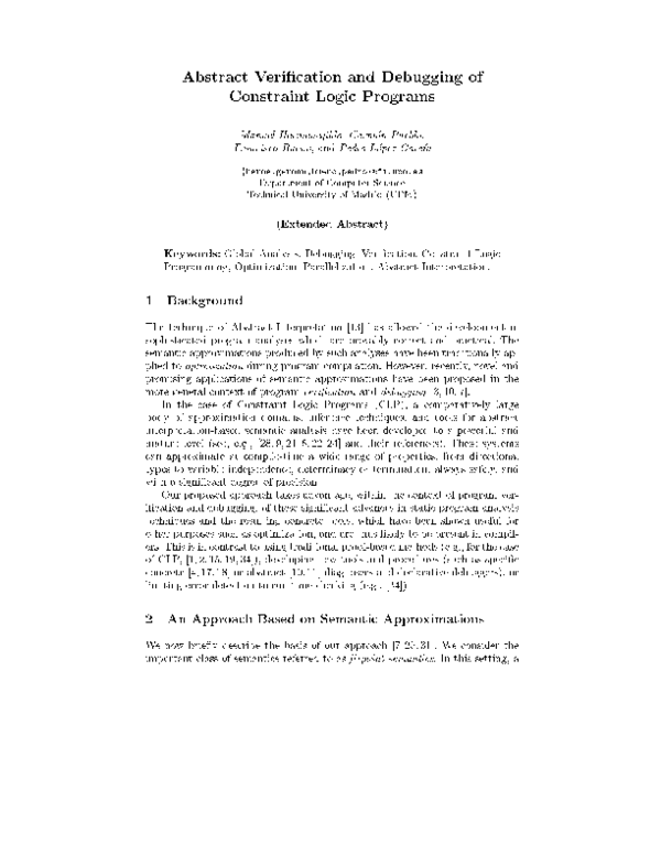 Pdf Abstract Verification And Debugging Of Constraint Logic Programs 