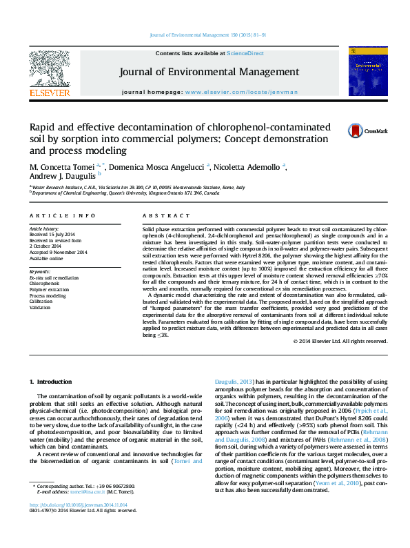 (PDF) Rapid and effective decontamination of chlorophenol-contaminated ...