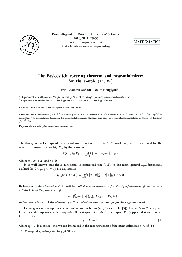 (PDF) The Besicovitch covering theorem and near-minimizers for the ...
