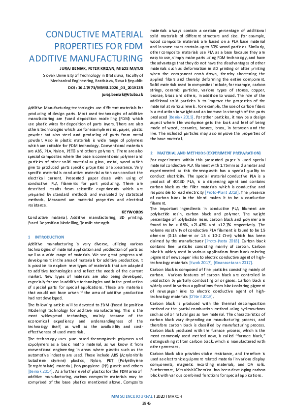(PDF) Conductive Material Properties for FDM Additive Manufacturing