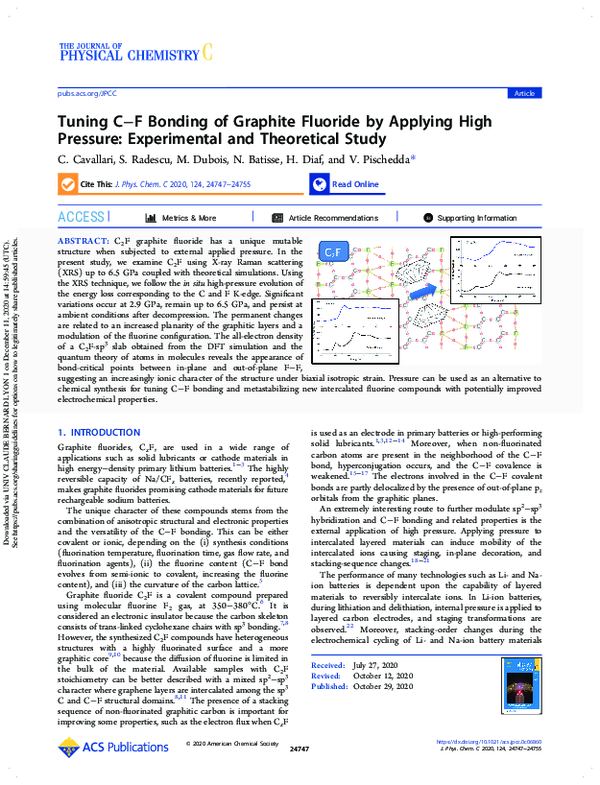 (PDF) Tuning CF Bonding of Graphite Fluoride by Applying High Pressure ...