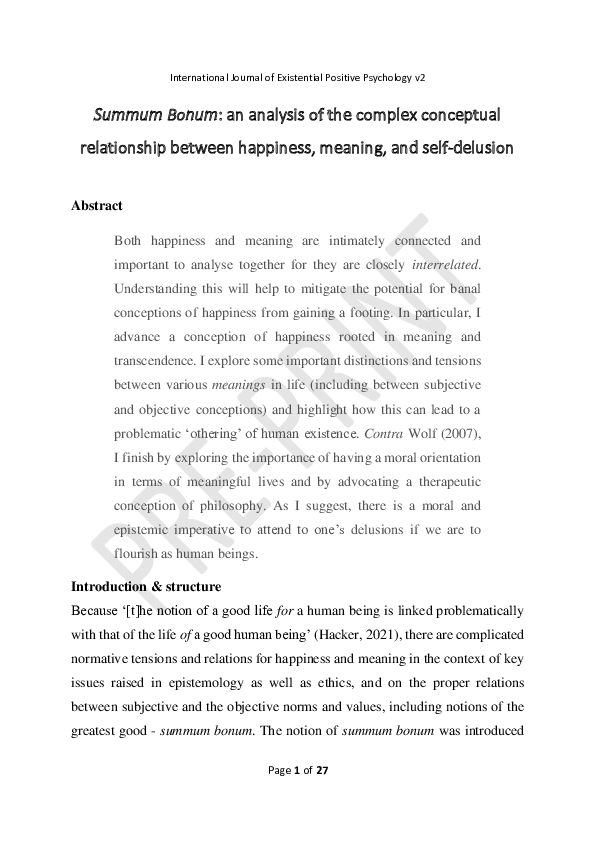 (PDF) 'Summum Bonum': An analysis of the complex conceptual ...