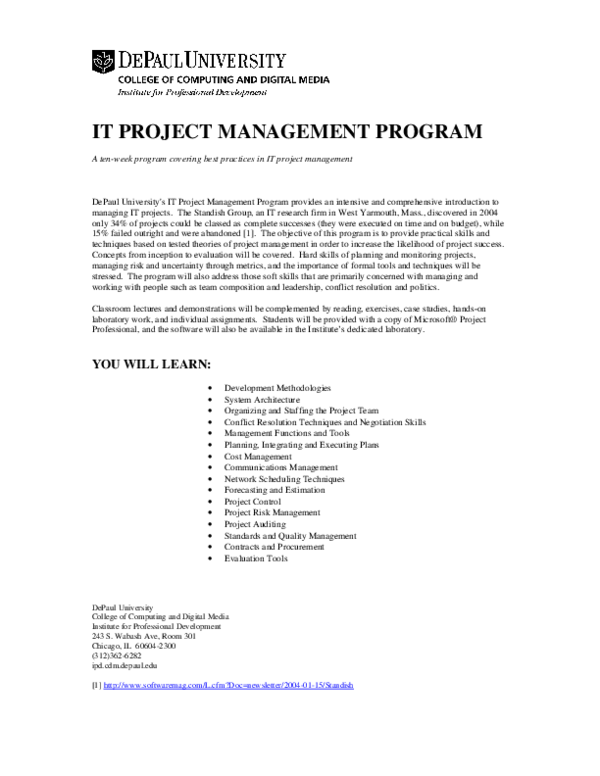 (PDF) Project Management program