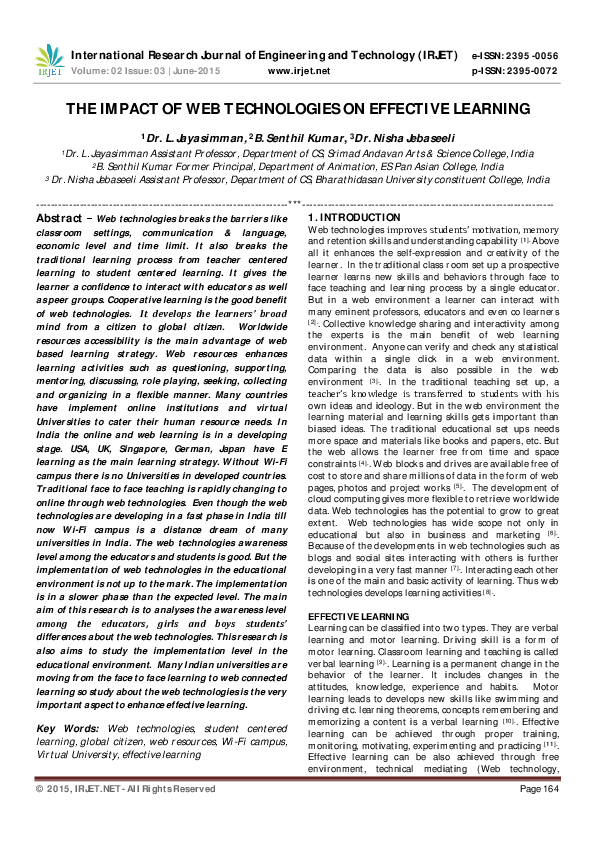 (PDF) The Impact of Web Technologies on Effective Learning