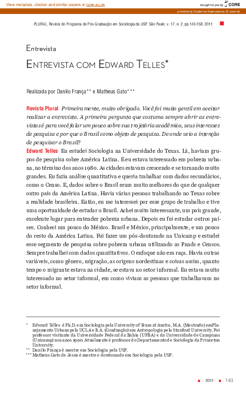 (PDF) Entrevista com Edward Telles