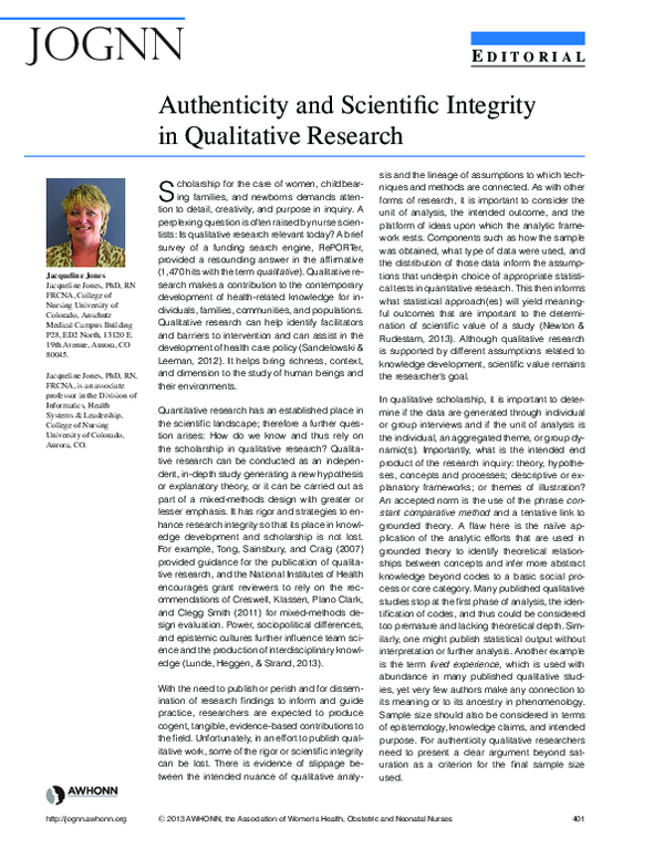 (PDF) Authenticity and Scientific Integrity in Qualitative Research